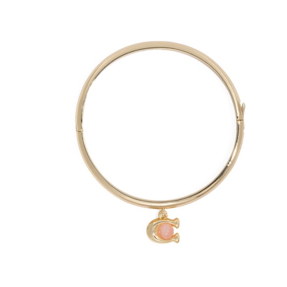 Coach | Jewelry | Coach Gold Bangle With Pink Charm Nwt | Poshmark